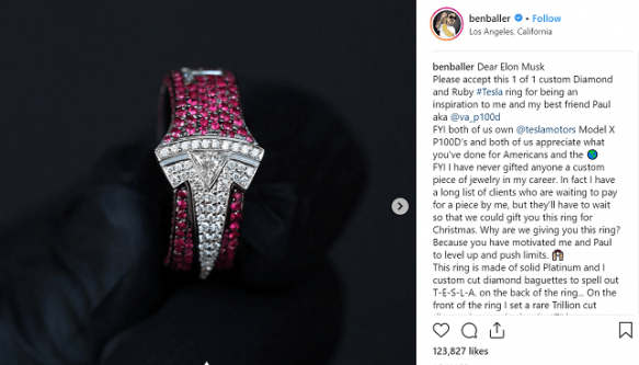 ELON MUSK GIFTED A $37,000 DIAMOND RING FOR “BEING AN INSPIRATION ...